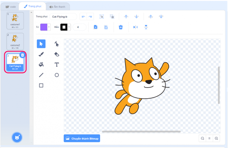 Chọn trang phục có sẵn trong thư viện của Scratch | STEAM for Vietnam Blog